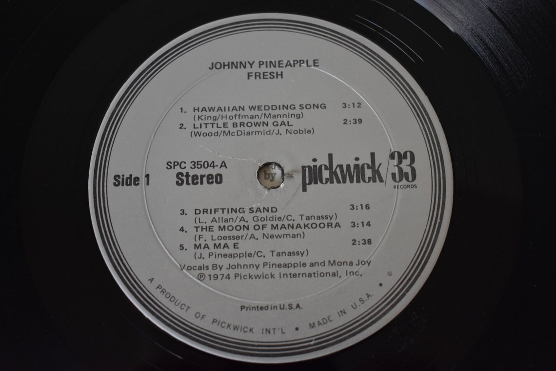 Vintage Original Hawaiian Vinyl Record Album, Fresh Johnny Pineapple ...