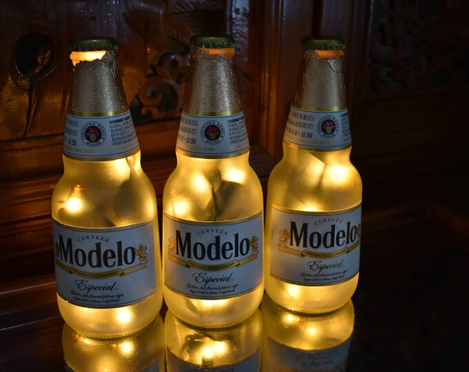 Modelo Especial Beer Bottle Light 3 Pack Frosted Glass (yellow Lights ...