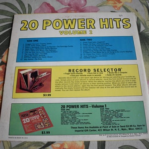K-tel 20 Power Hits Volume 2 Vintage Vinyl Record TU 222 , Various ...