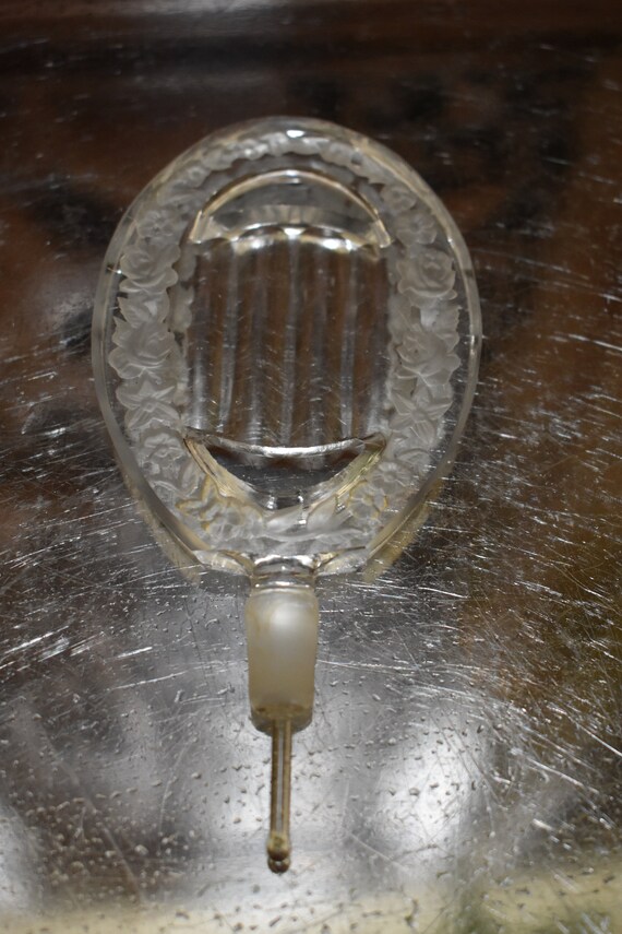 Vintage Clear Glass Etched Rose Design Perfume Bottle… - Gem