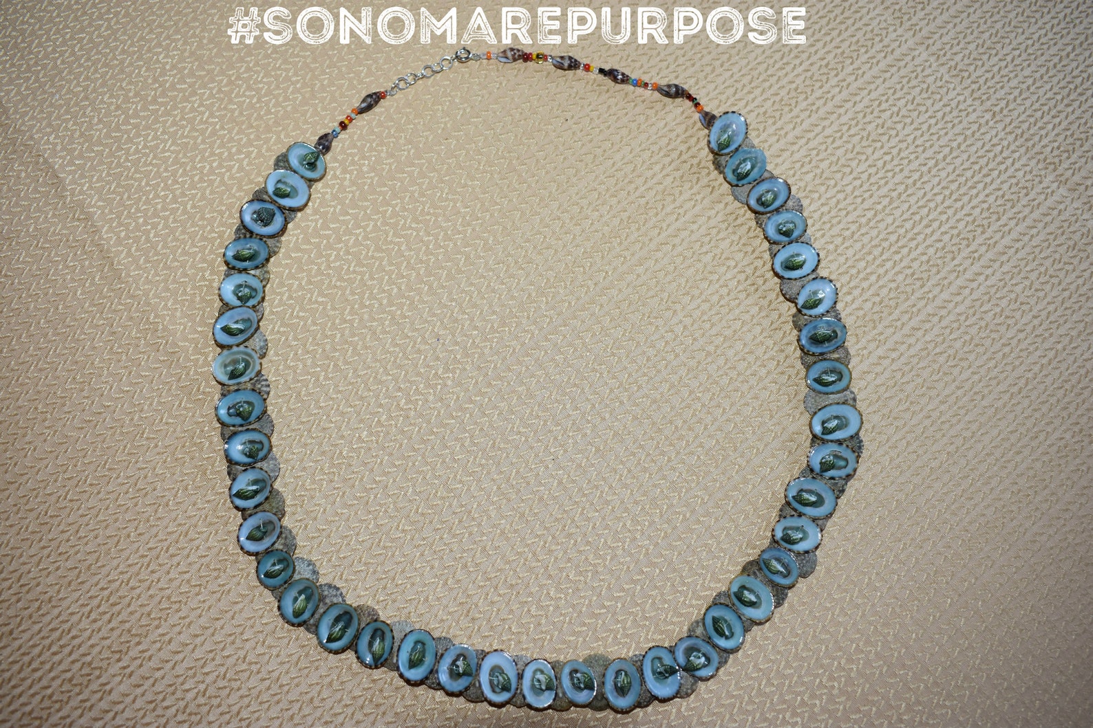 Vintage Polynesian Blue Brown Sea Shell Necklace 24", Vintage Handmade ...