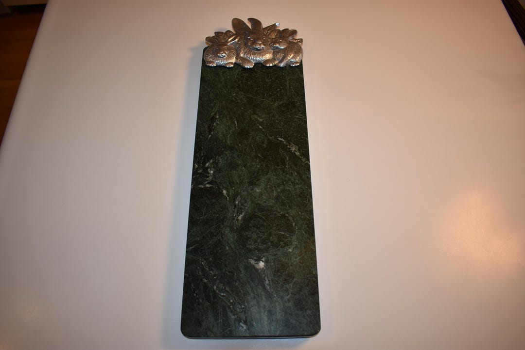 Vintage Arthur Court Rabbit Bunny Green Marble Cheese Cutting Board ...