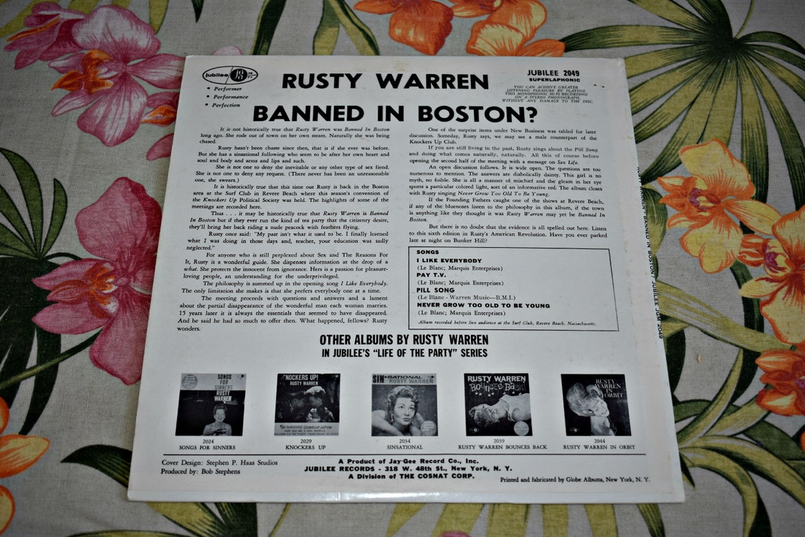 Vintage Rusty Warren Banned in Boston 1963 Vinyl Record | Etsy