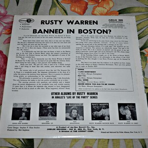 Vintage Rusty Warren Banned in Boston? 1963 Vinyl Record Jubilee JGM ...