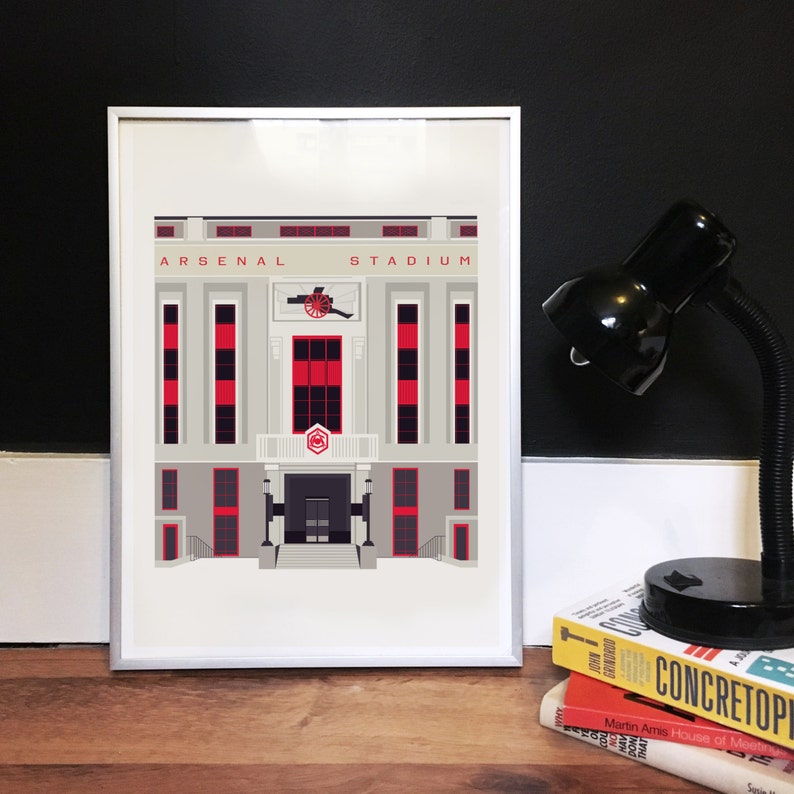 Arsenal FC Art Print, the Arsenal Stadium Highbury Print, Art Deco ...