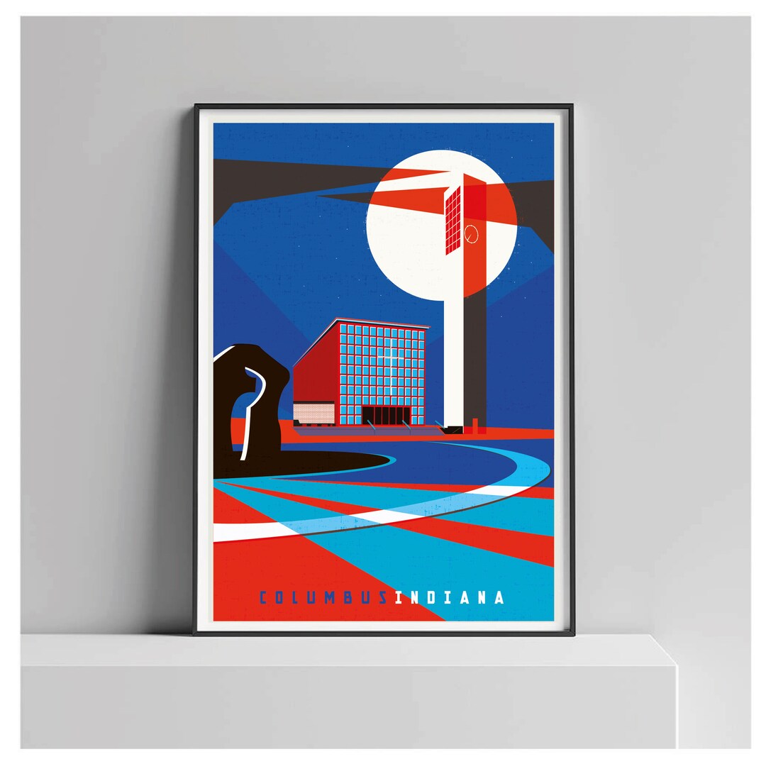 Columbus Indiana Art Print - the First Christian Church, Illustrated ...