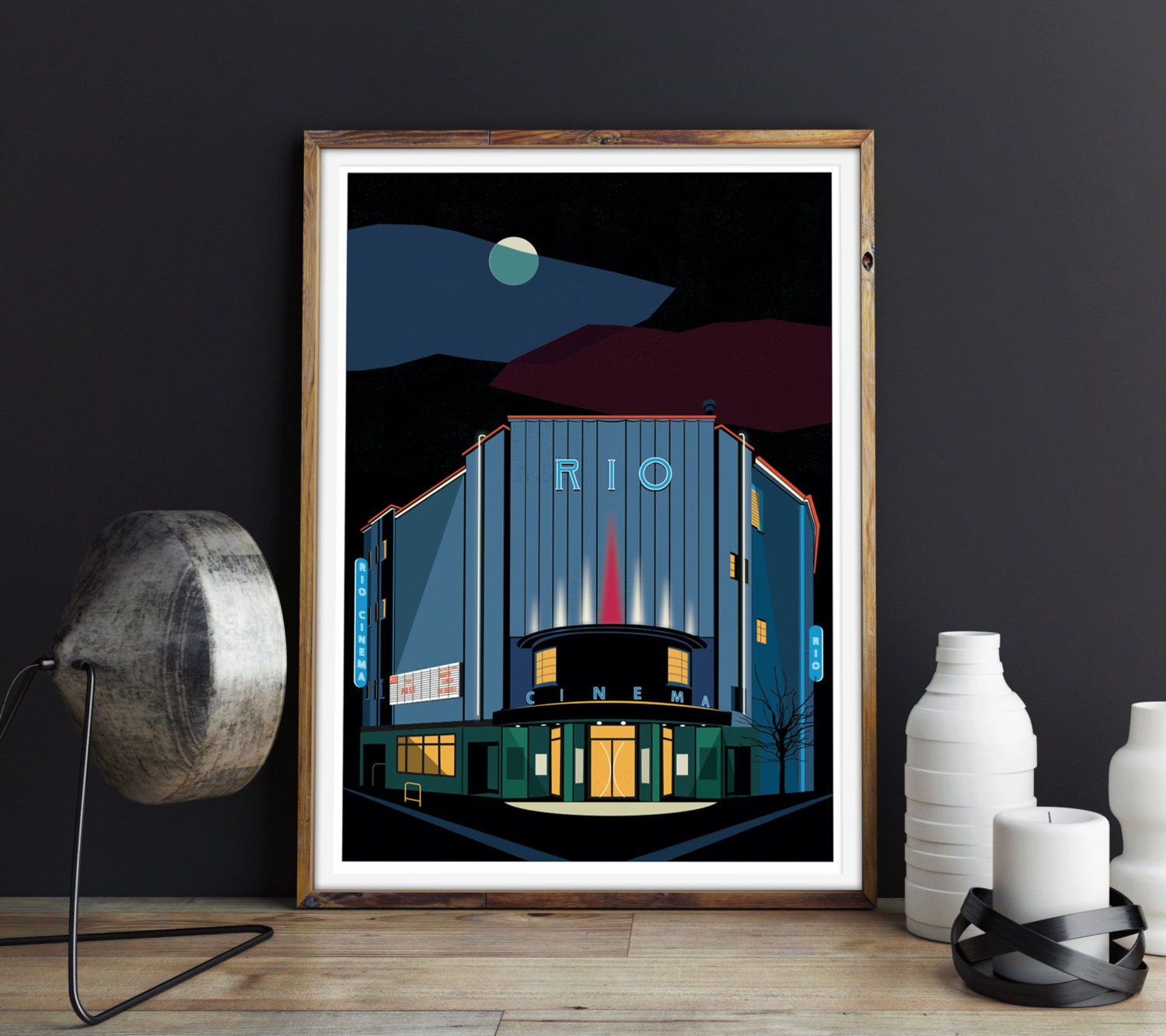 The Rio Cinema Poster - Art Deco London Illustrated Art Print - Giclee ...
