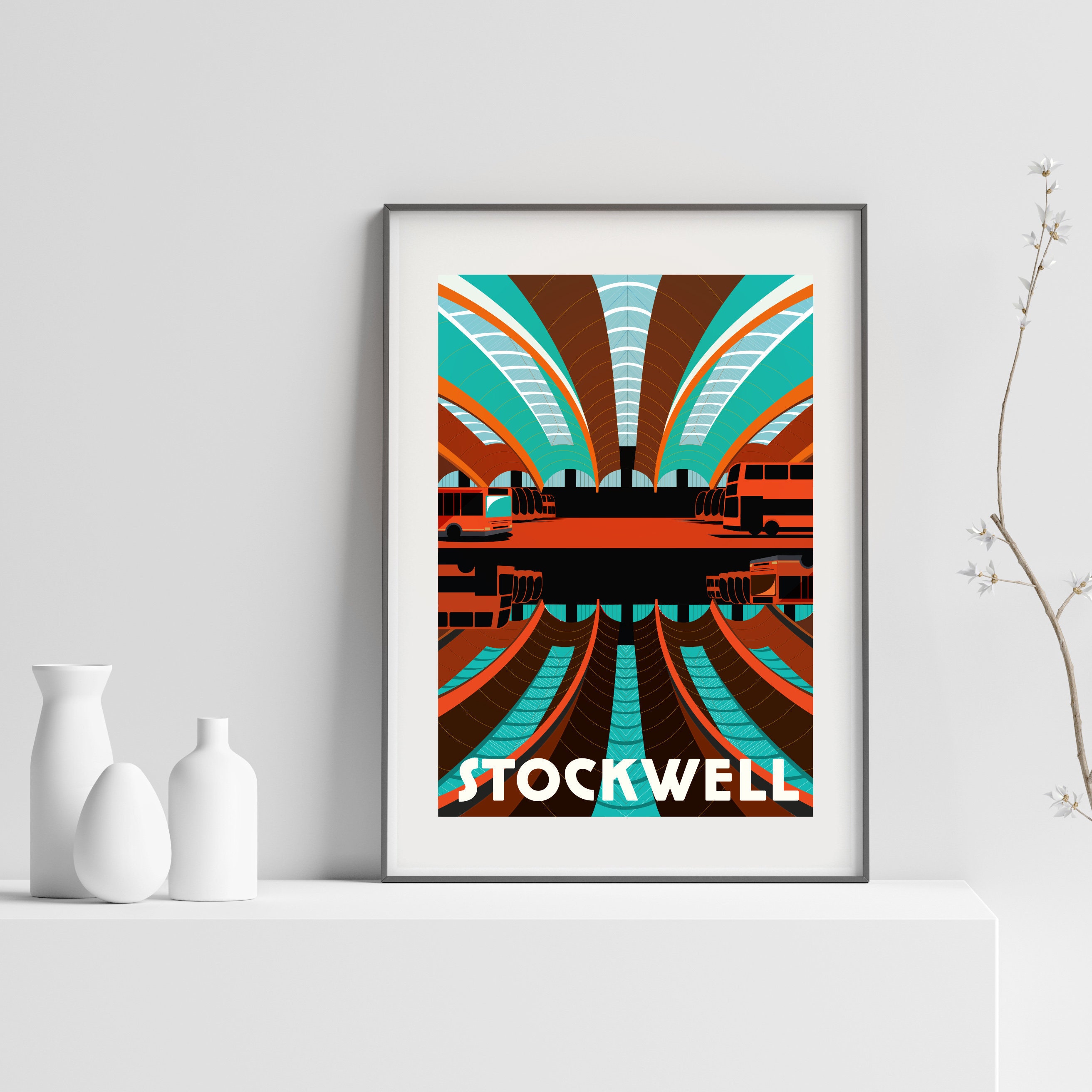 Stockwell London Art Print of the Stockwell Bus Garage | Etsy