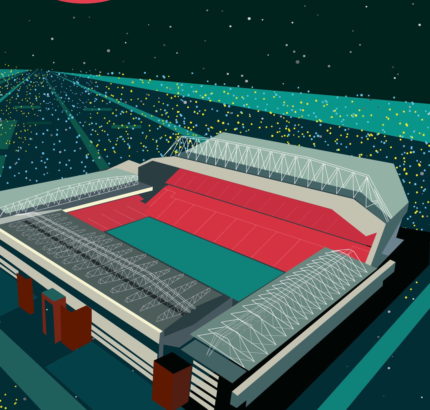 Anfield Stadium Art Print, Anfield by Night, Liverpool Football Fan Art ...