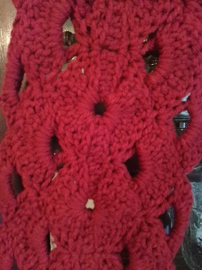 Red Crochet Scarf-berry Red Handmade Crochet Scarf-dark Red - Etsy