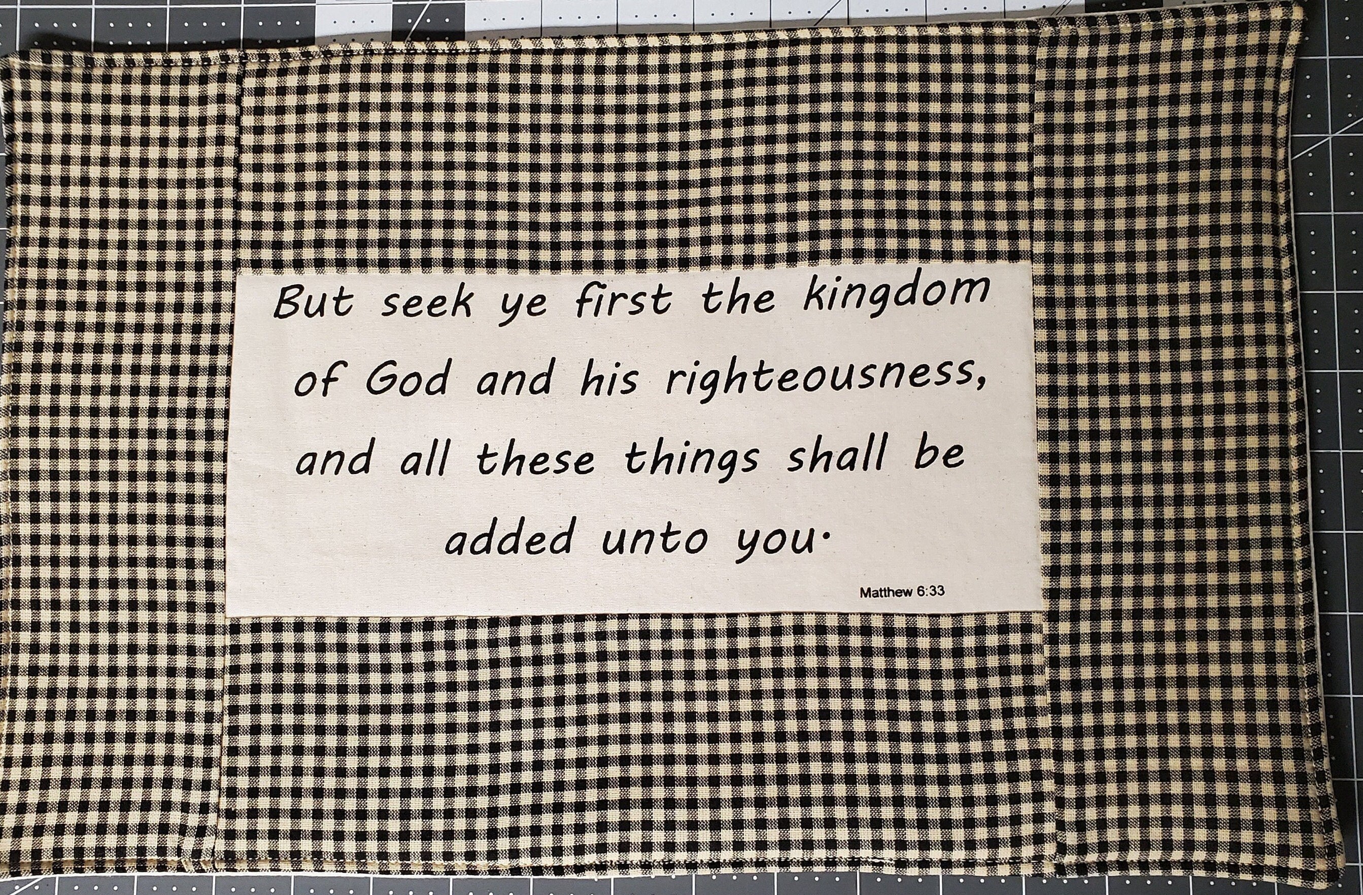 Placemats Religious Quotes- Black and Cream Checkered Placemats-gingham ...
