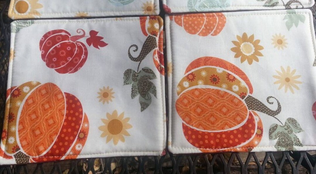 Mug Rugs-handmade Fall Coasters-fall Table Decor-pumpkin Mug Rug-gift ...