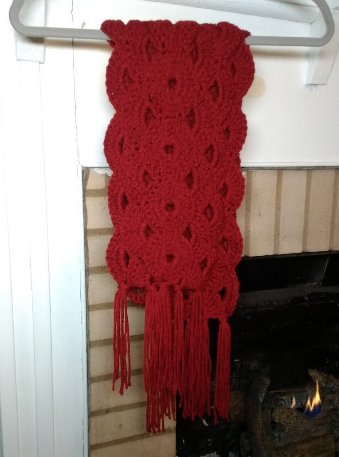 Red Crochet Scarf-berry Red Handmade Crochet Scarf-dark Red - Etsy