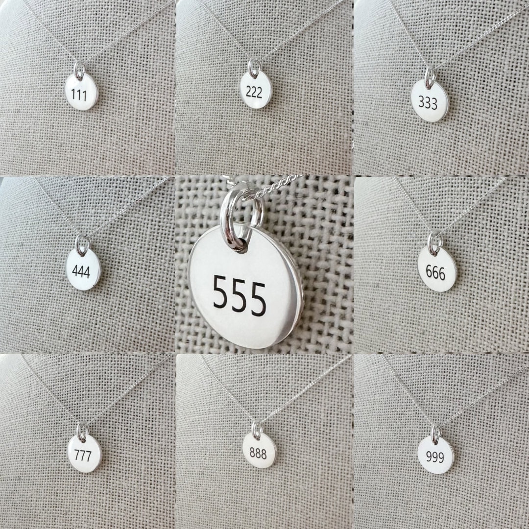 Angel Numbers Necklace * Sterling Silver * Pendant * 111 222 333 444 ...