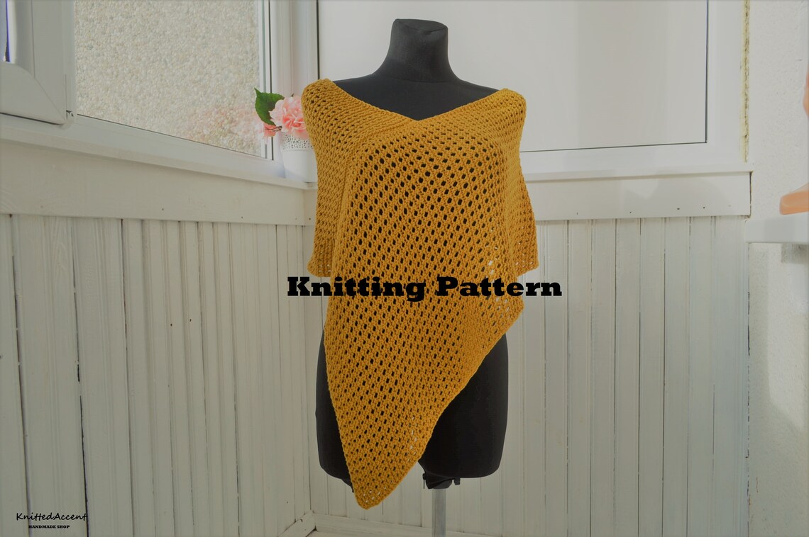Pattern-knitted Summer Poncho. PDF File. Written Instructions. - Etsy