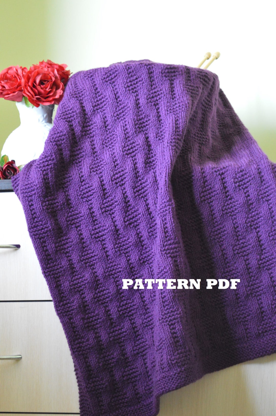 Easy Blanket PATTERN Only in ENGLISH, Written Instructions With Diagram ...