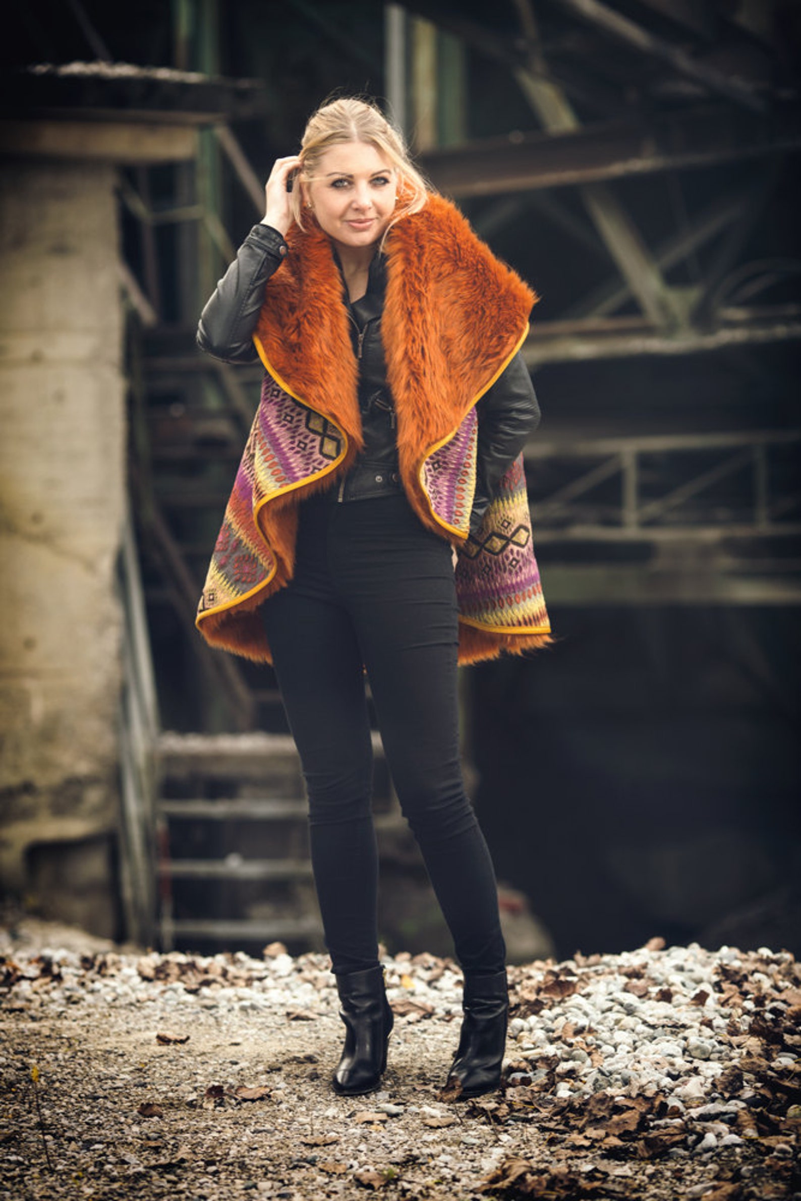 Designer Fluffy Fur and Jacquard / Cloak / Cape / Poncho - Etsy