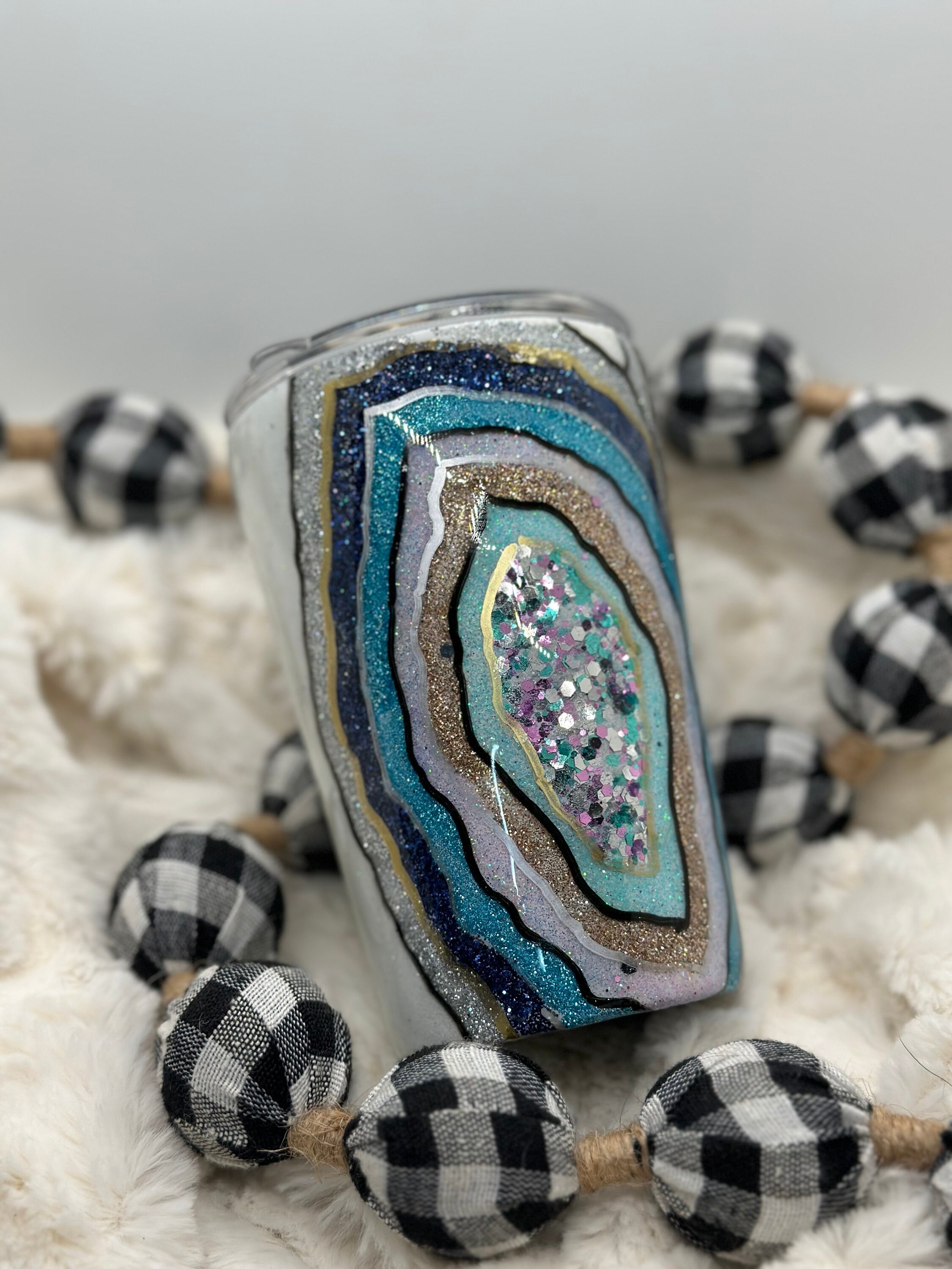 Blue Glitter Geode Style Custom Wine Tumbler - Etsy