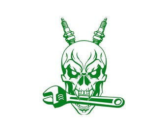 Mechanic skull decal | Etsy