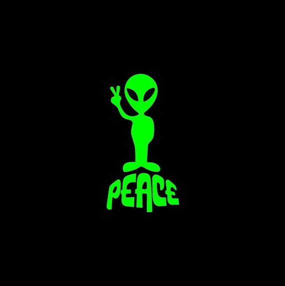 Alien Peace SIgn Decal | Etsy