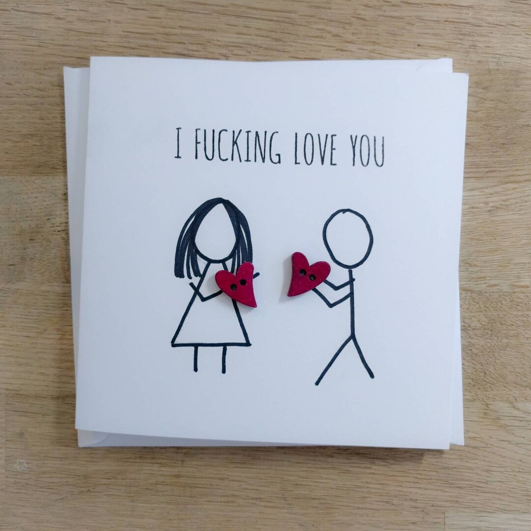 Funny Cheeky Rude "i Love You" Stick People Card - Can Be Personalised ...
