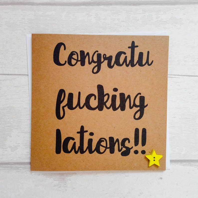 Handmade Funny Rude Congratulations Card With Wooden Star - Etsy