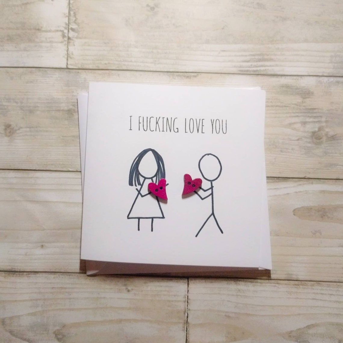 Funny Cheeky Rude i Love You Stick People Card | Etsy