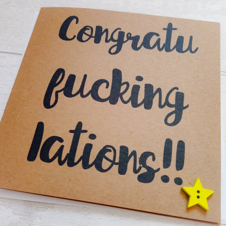 Handmade Funny Rude Congratulations Card With Wooden Star - Etsy
