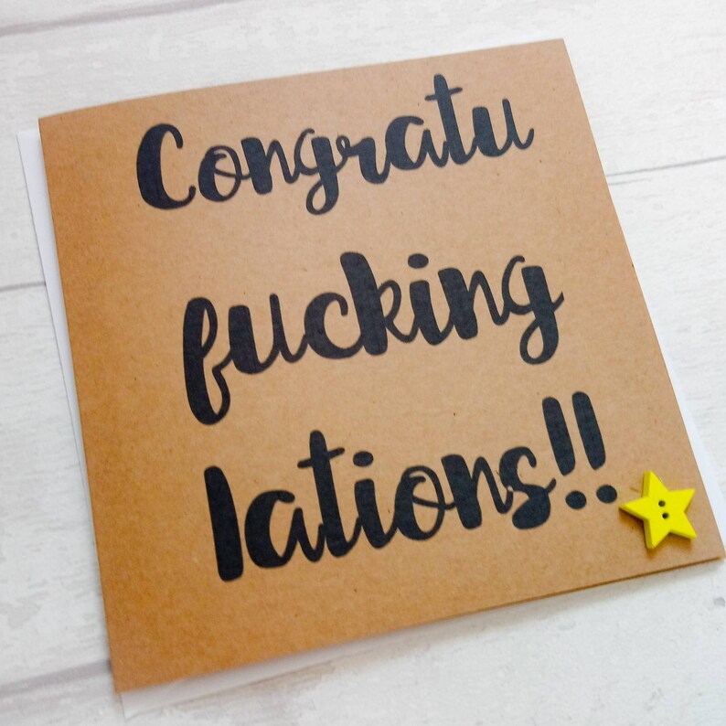 Handmade Funny Rude Congratulations Card With Wooden Star - Etsy