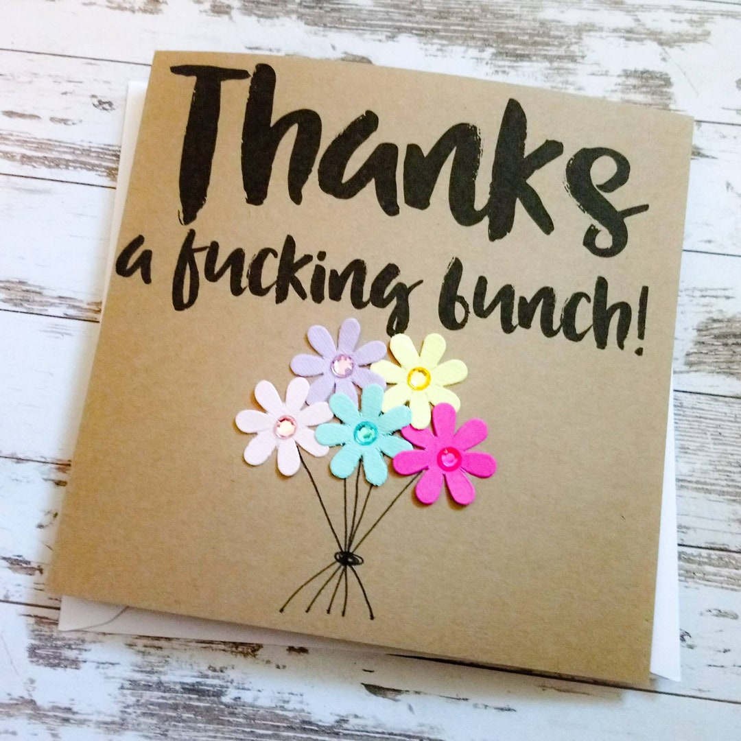 Handmade Rude Funny Thank You Card With Paper Flower Bouquet - Etsy