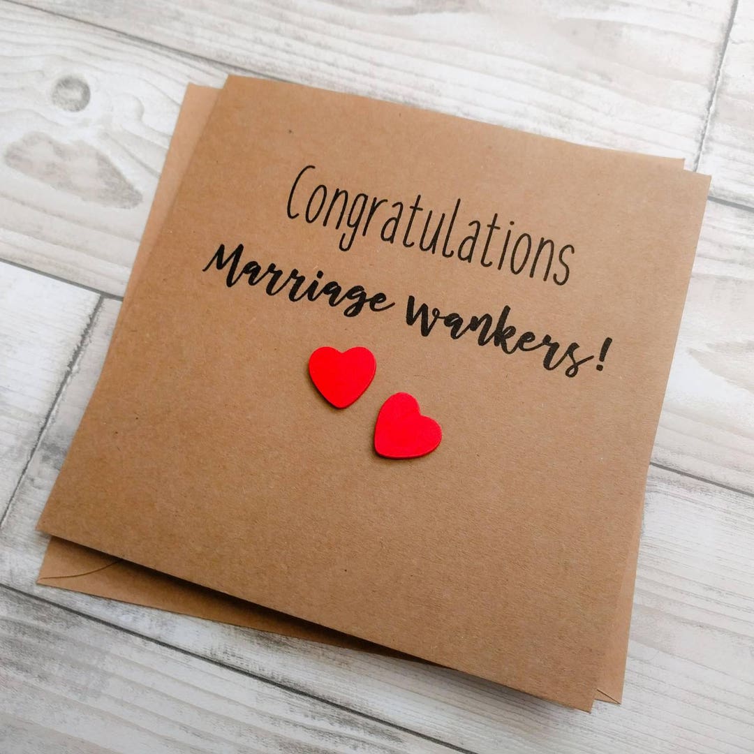 Handmade Funny Rude Wedding Card congratulations Marriage Wankers With ...