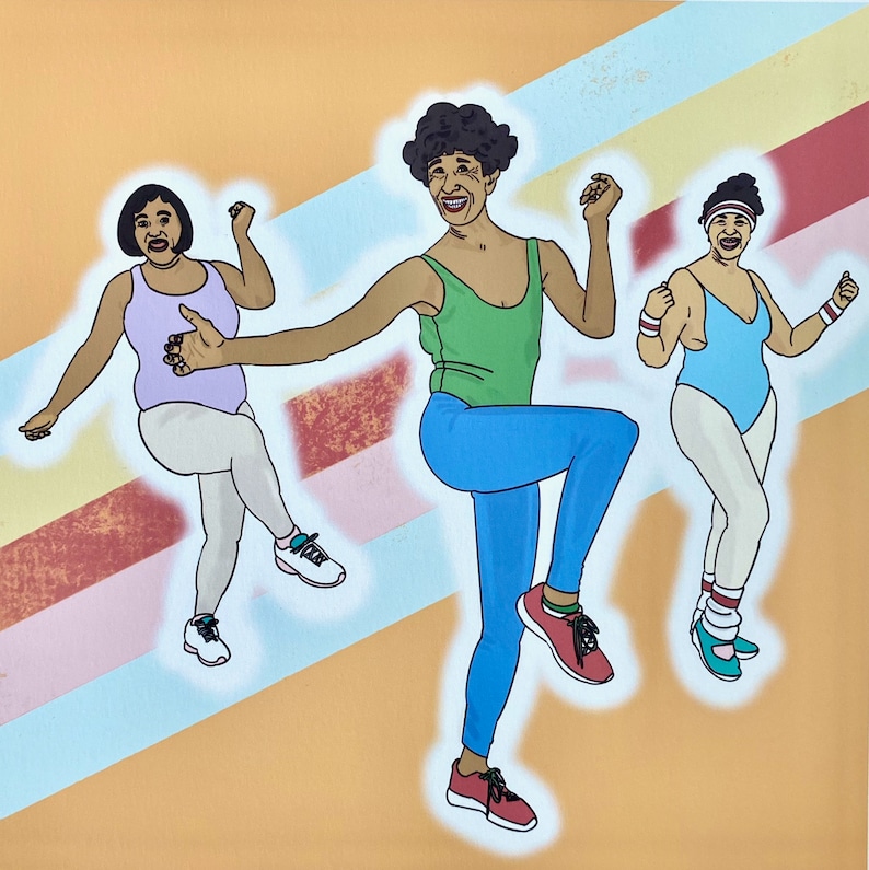 Aerobics on VHS 1982 Retro Print Wall Art Black Etsy Shop exercise Art ...