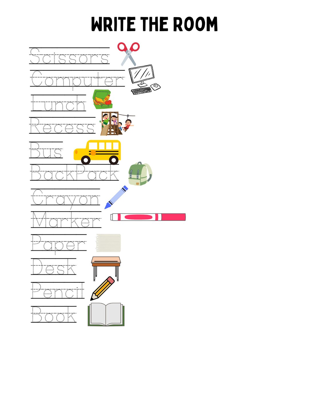 Write the Room Back to School, Writing Practice, Reading Practice ...