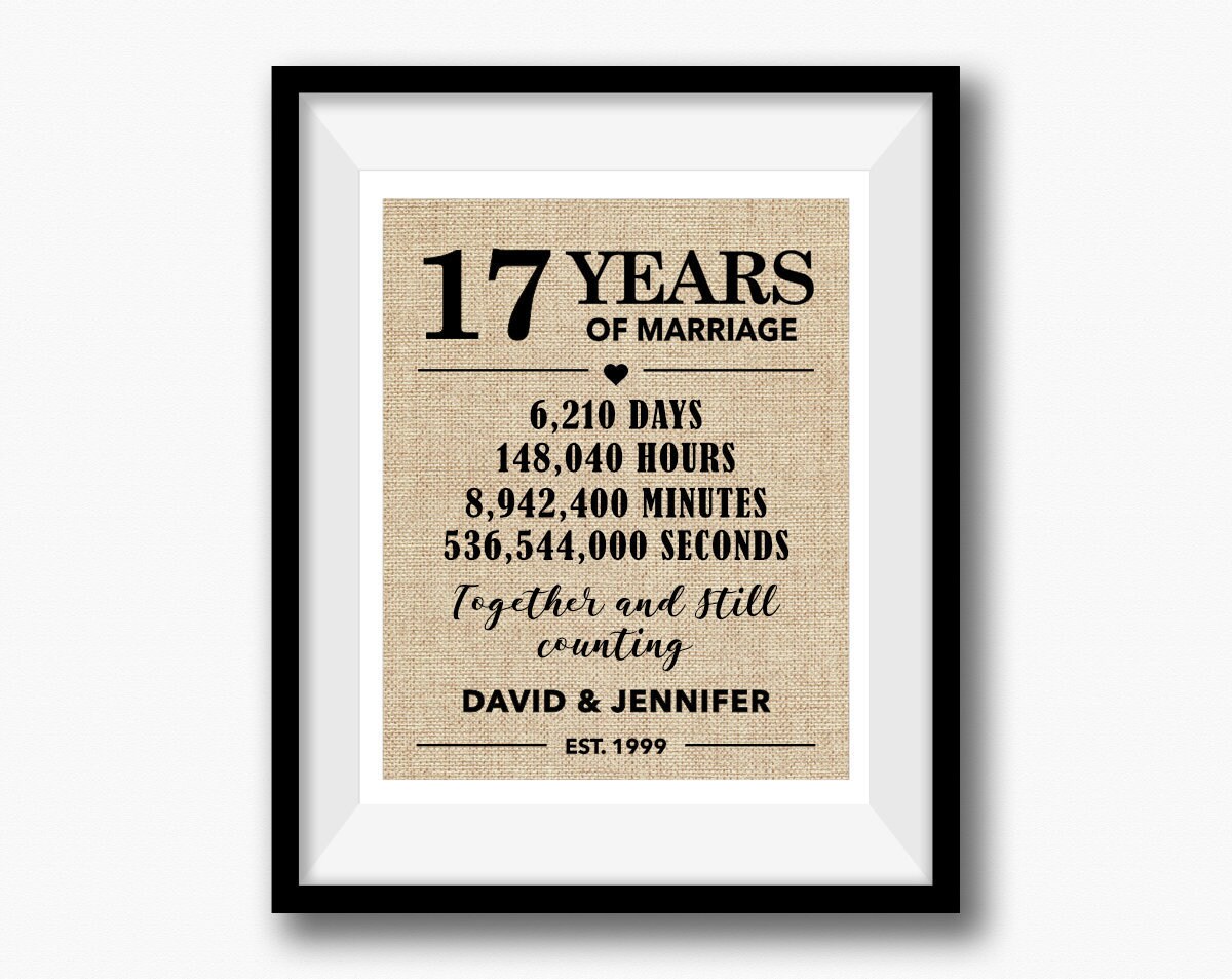 17th Wedding Anniversary Cotton Print 17th Wedding Gift 17 | Etsy