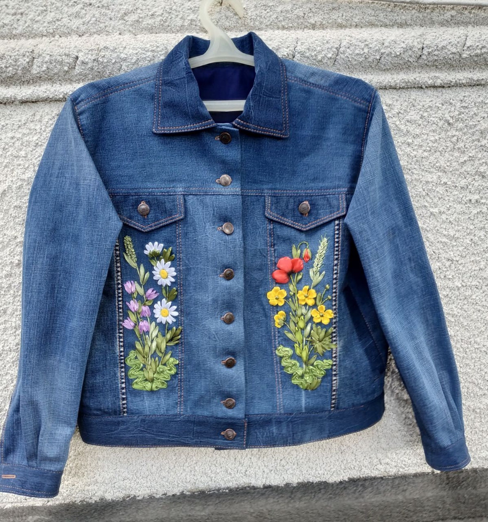 To Order. Custom Sewn Hand Embroidered Jean Jacket, Handmade Upcycled ...