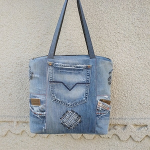 To Order. Upcycled Denim, Distressed Denim Bag, Jeans Tote Bag, Denim ...