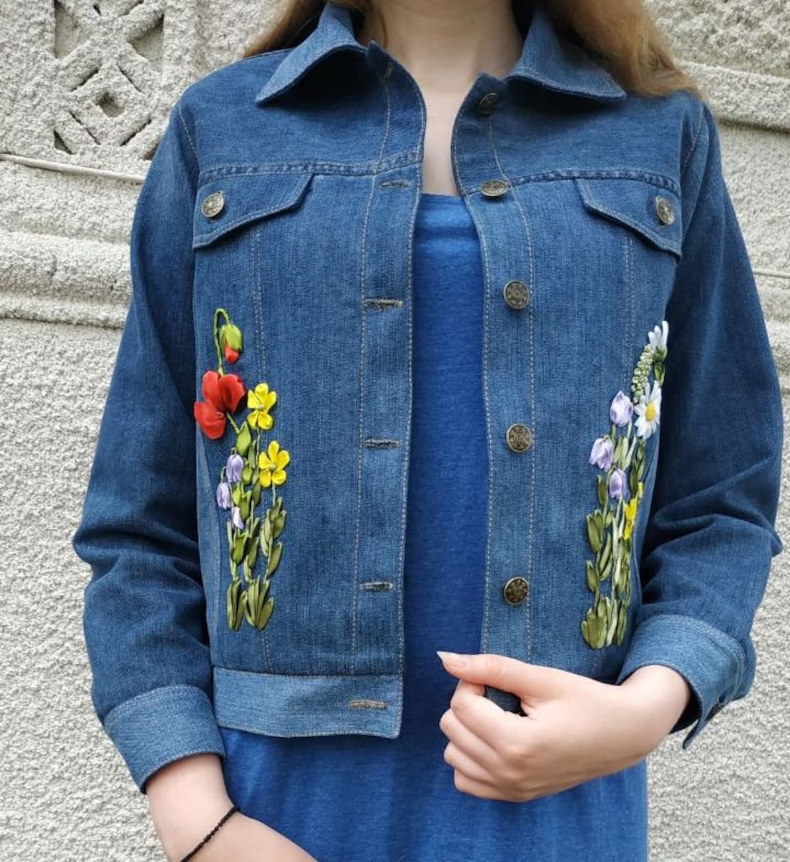 To Order. Custom Sewn Hand Embroidered Jean Jacket, Handmade Upcycled ...