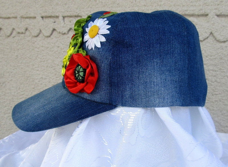To Order. Embroidered Denim Baseball Cap Upcycled Denim Cap - Etsy