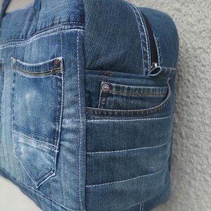 Upcycled Denim Travel Bag, Jeans Weekender Carry-on - Etsy