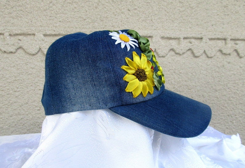 To Order. Embroidered Denim Baseball Cap Upcycled Denim Cap - Etsy