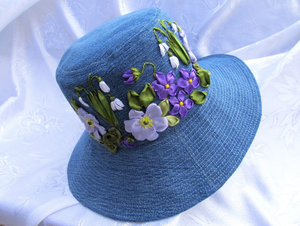 To Order. Embroidered Jeans Hat. Embroidered Denim Hat - Etsy