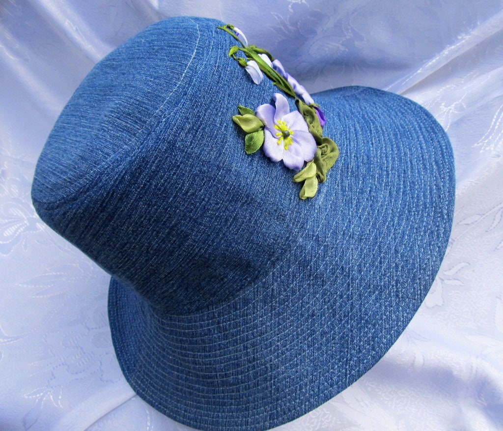 To Order. Embroidered Jeans Hat. Embroidered Denim Hat - Etsy