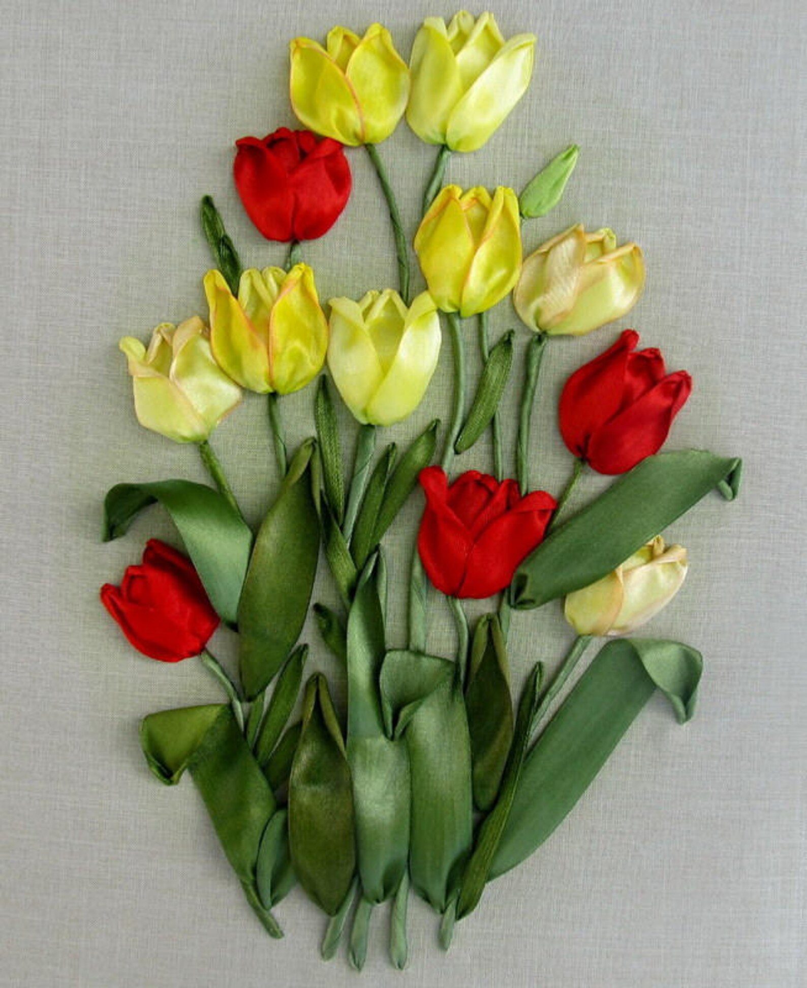 To Order. Satin Ribbon Tulips, Big Tulips Picture, Floral Picture, Wall ...