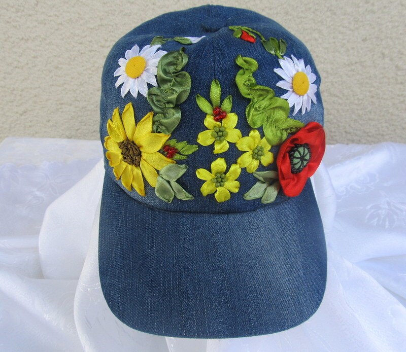 To Order. Embroidered Denim Baseball Cap Upcycled Denim Cap - Etsy