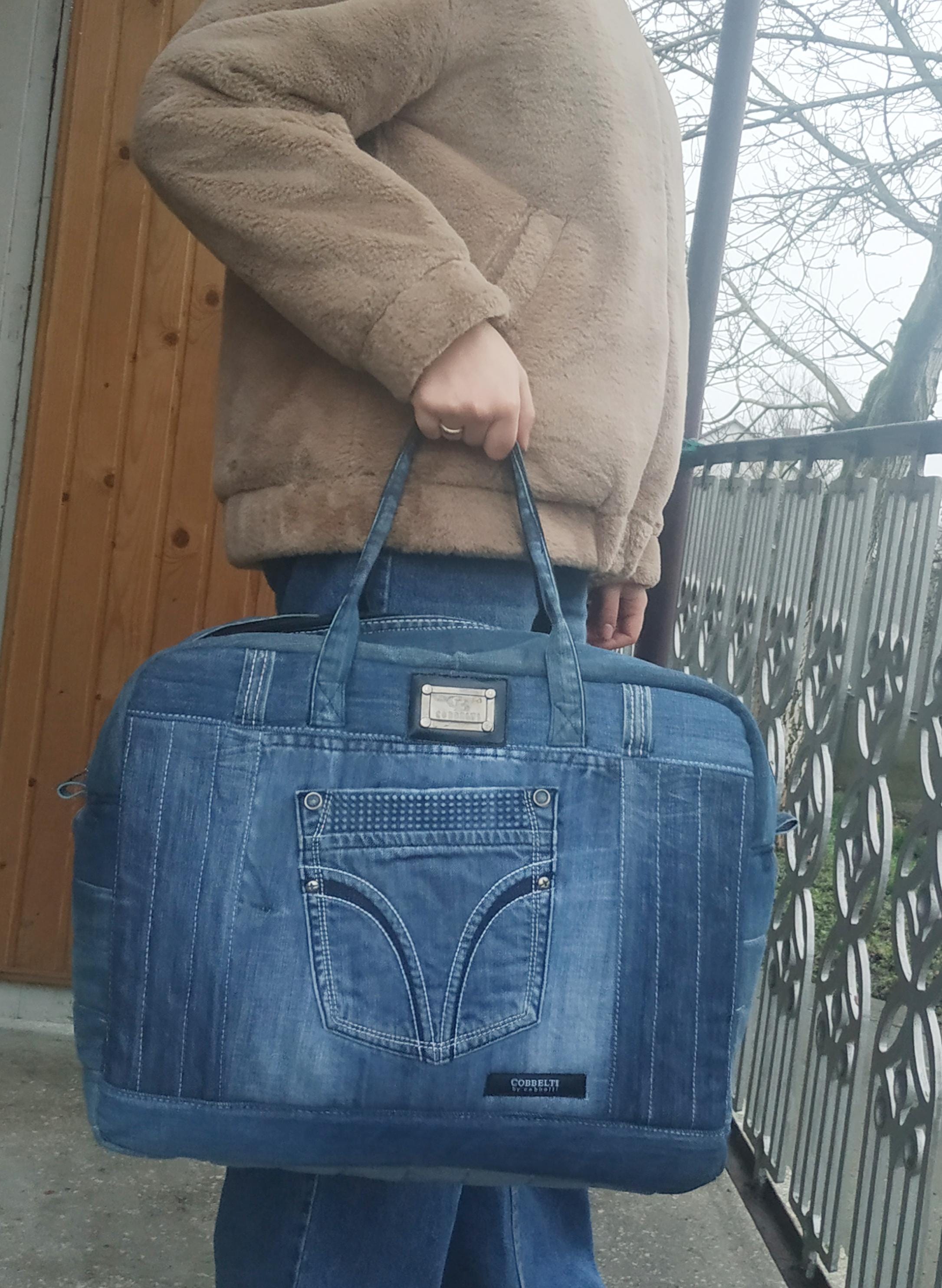 Upcycled Denim Travel Bag, Jeans Weekender Carry-on - Etsy