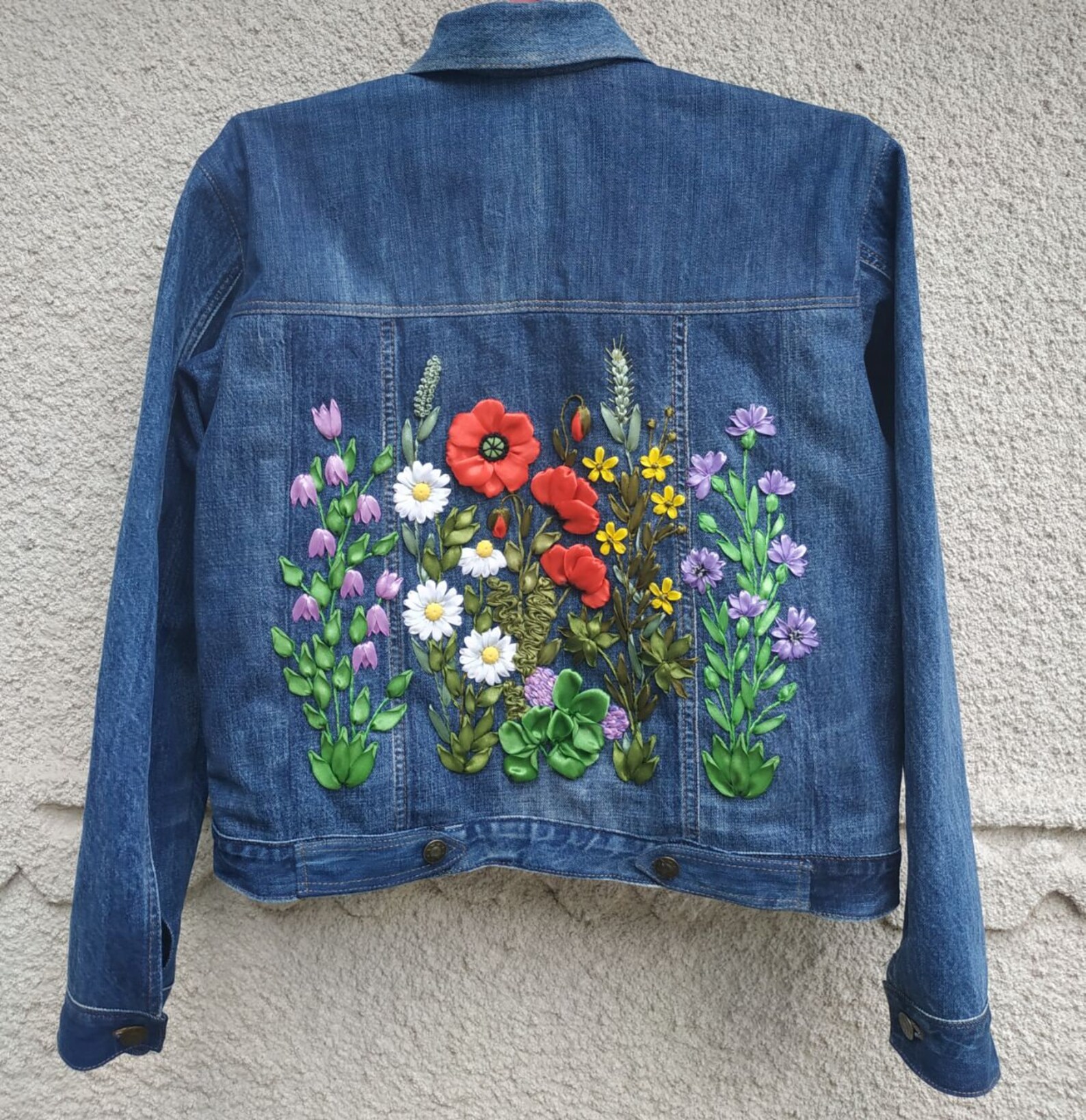 To Order. Custom Sewn Hand Embroidered Jean Jacket, Handmade Upcycled ...