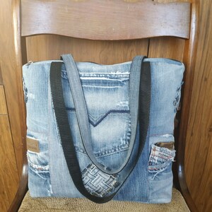 To Order. Upcycled Denim, Distressed Denim Bag, Jeans Tote Bag, Denim ...