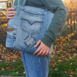 To Order. Upcycled Denim, Distressed Denim Bag, Jeans Tote Bag, Denim ...