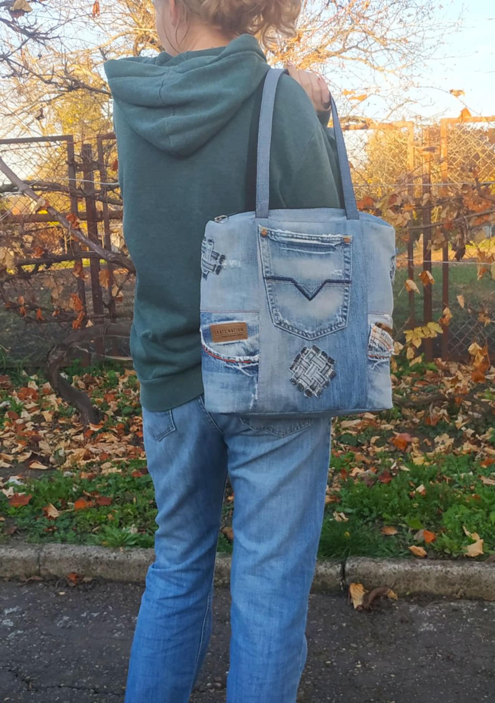 To Order. Upcycled Denim Distressed Denim Bag Jeans Tote - Etsy