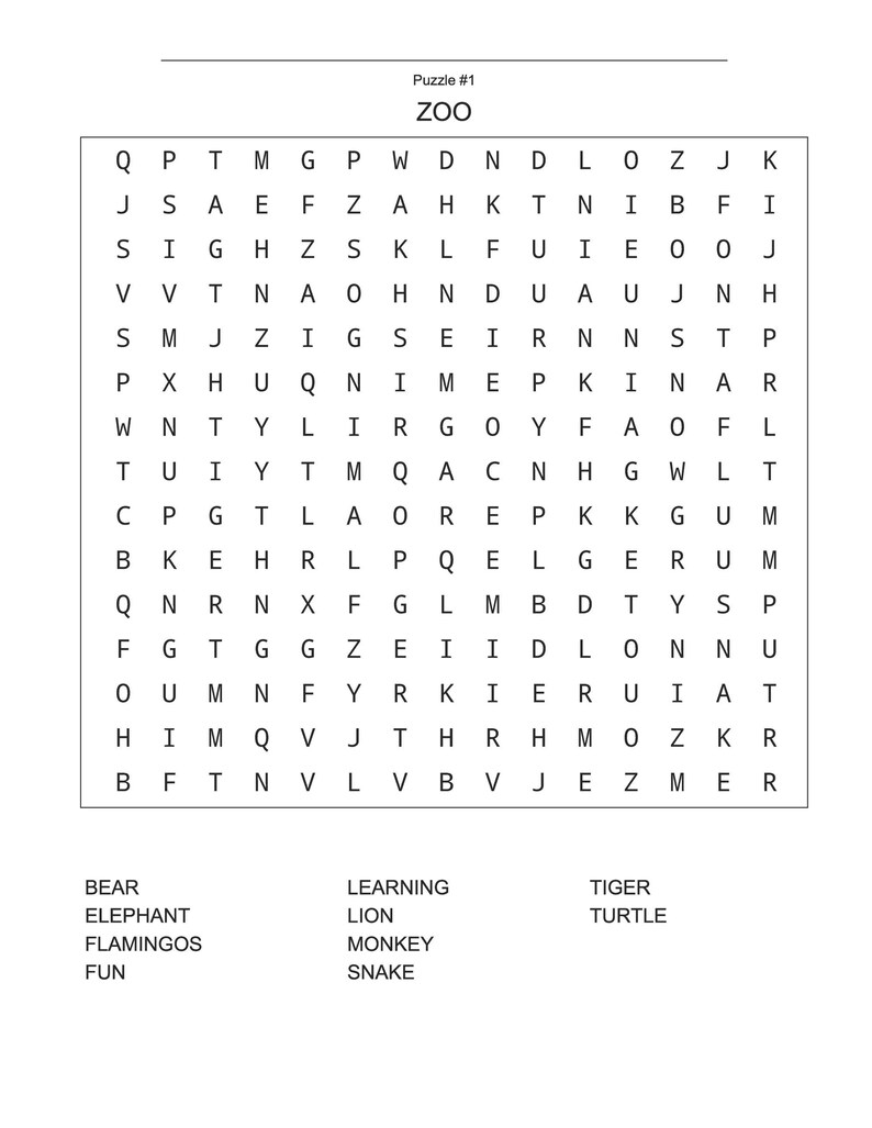 Kids Zoo Word Search - Etsy